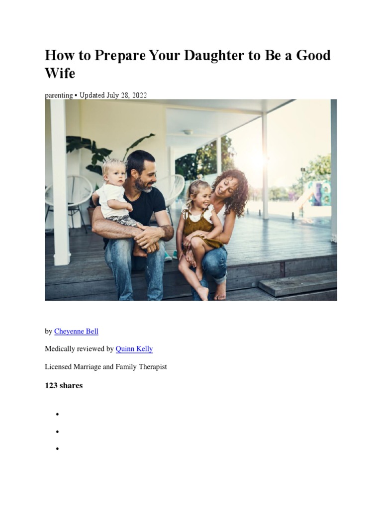 How To Prepare Your Daughter To Be A Good Wife | PDF | Self Esteem ...