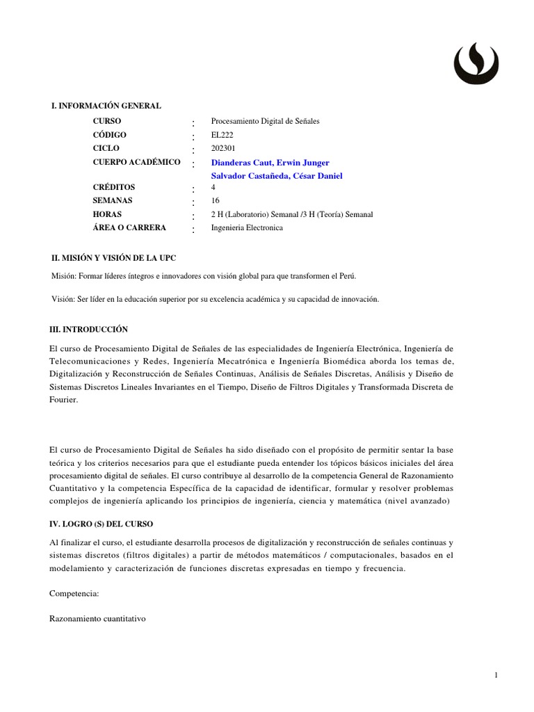 EL222 Procesamiento Digital de Señales 202301 | PDF