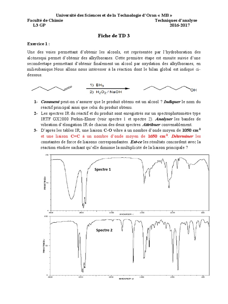 Analyse IR des Alcools et Composés Organiques | PDF | Méthodes et ...