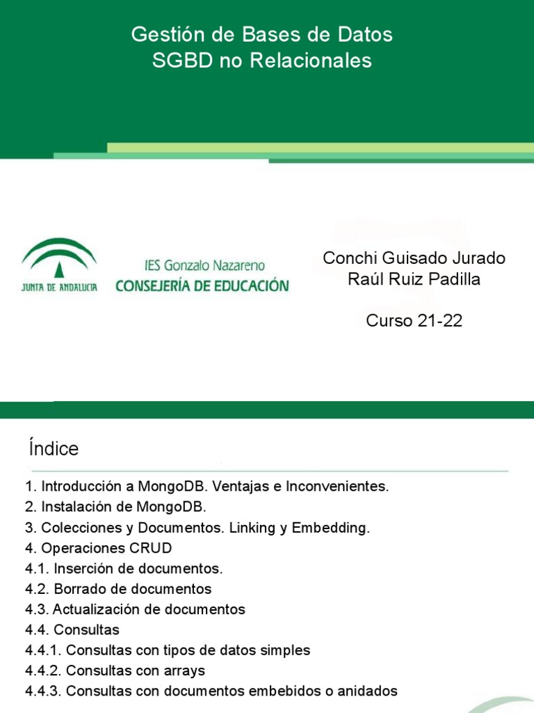 SGBDnoR MongoDB | PDF | Mongo Db | Bases de datos