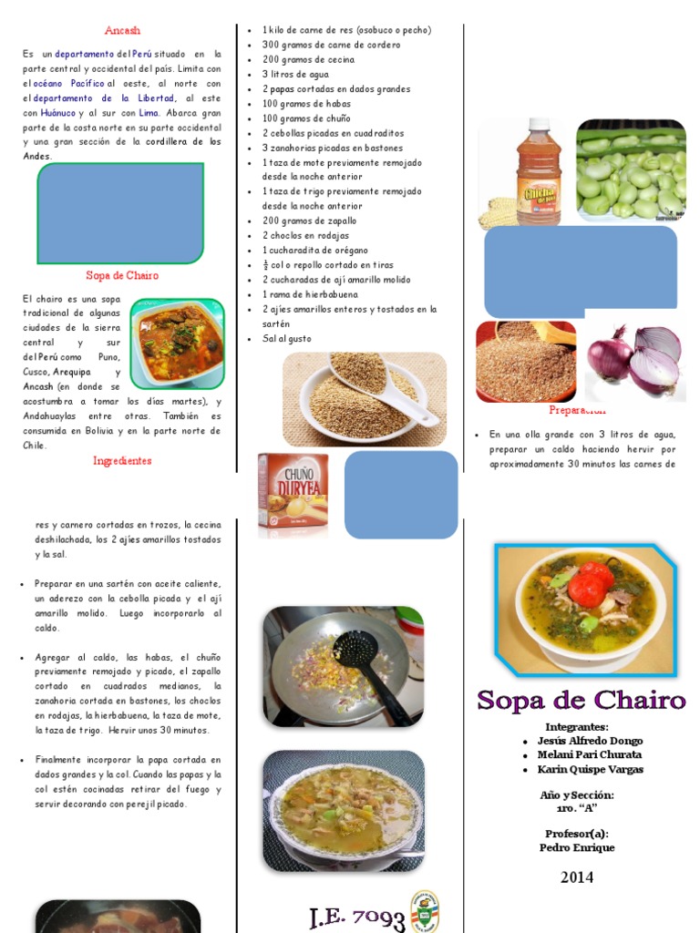 Triptico Sopa de Chairo-Ancash | PDF