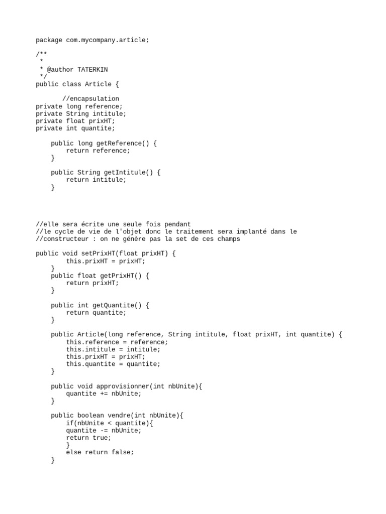 Article Code Java | PDF | Programmation orientée objet | Informatique