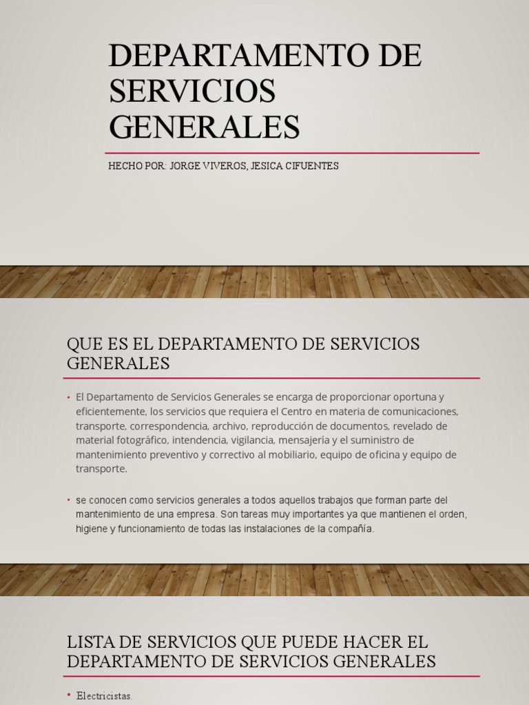 Departamento de Servicios Generales | PDF