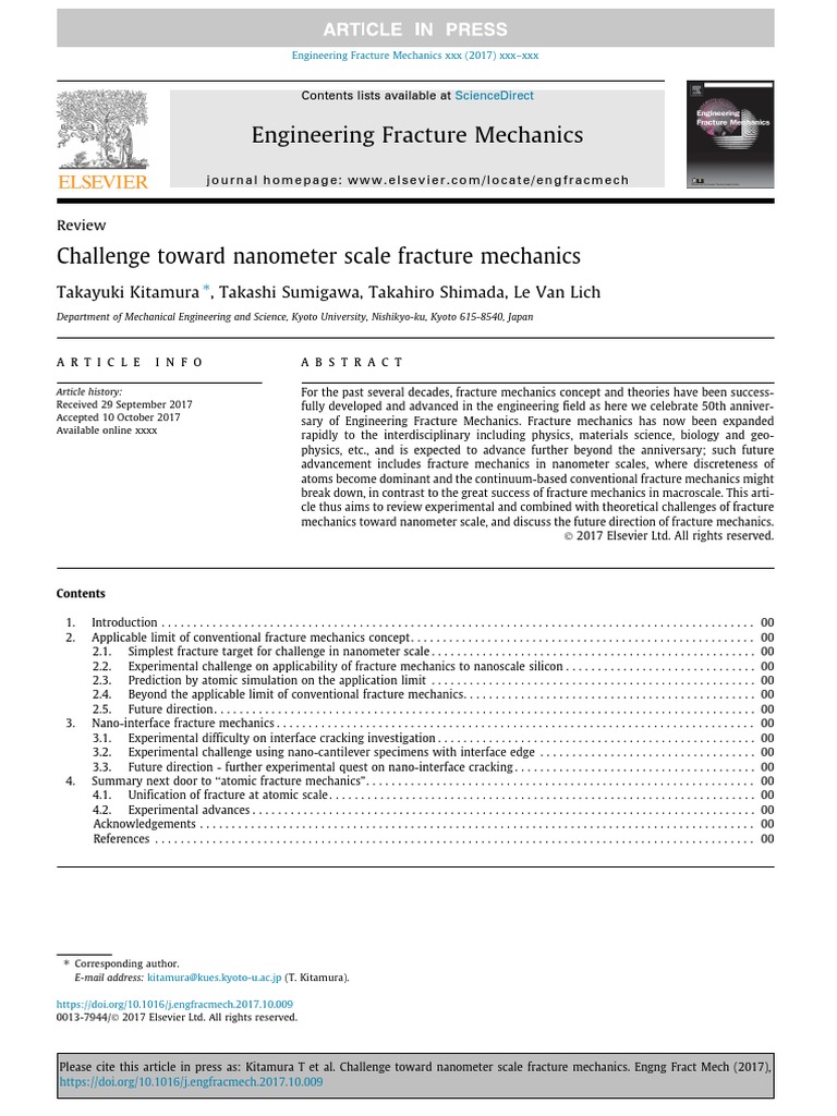 Engineering Fracture Mechanics: Takayuki Kitamura, Takashi Sumigawa, Takahiro Shimada, Le Van ...
