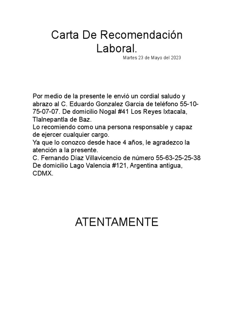 Carta Laboral | PDF