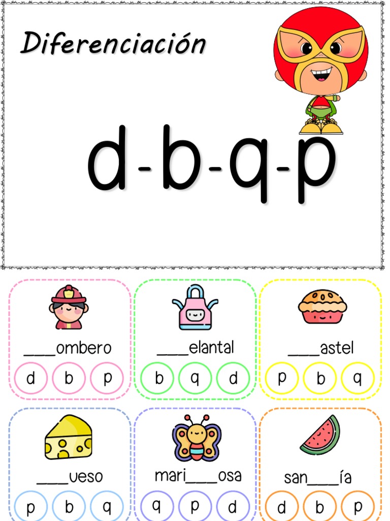 ACTIVIDADES GRAFEMAS DIFERENCIACION B D P Q | PDF