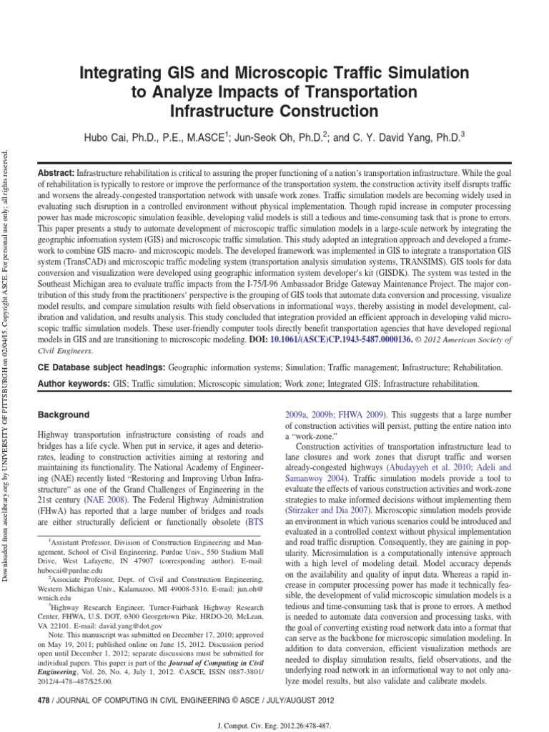 Integrating GIS and Microscopic Traffic Simulation To Analyze Impacts of Transportation ...
