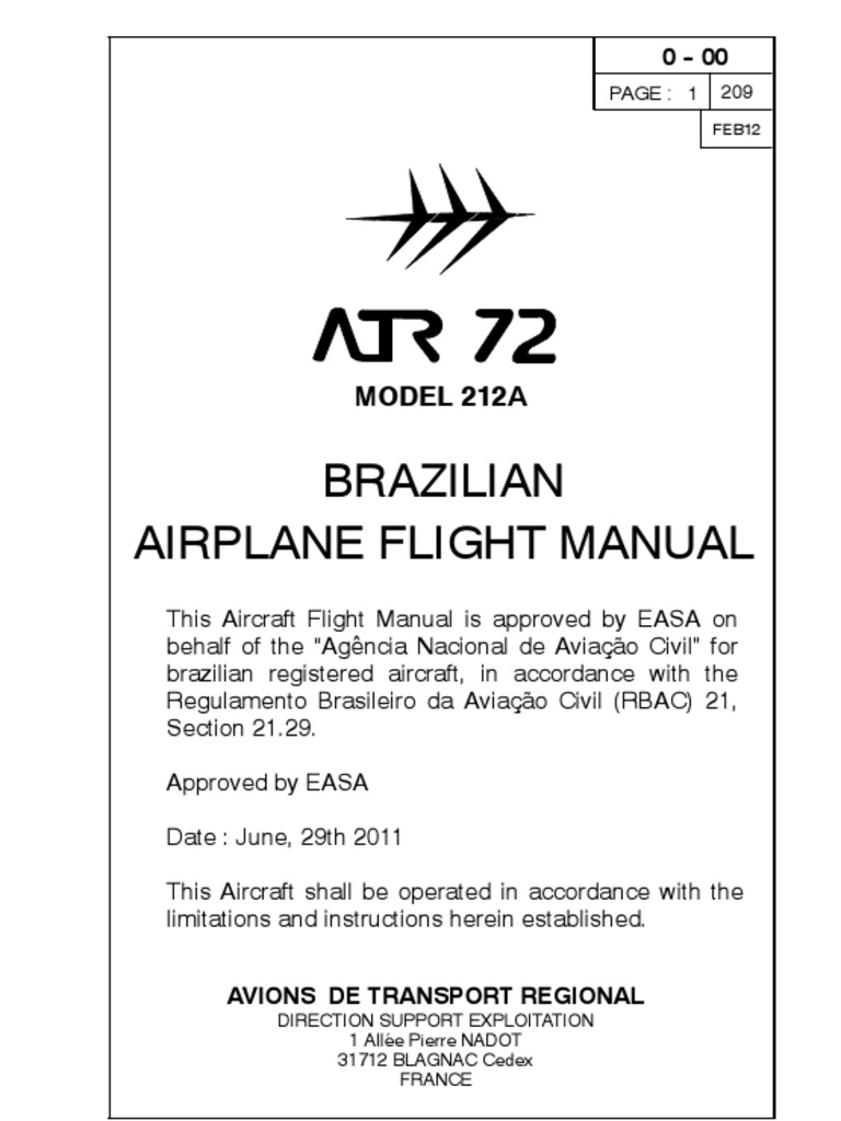 Atr72-212a - 600 Version - Aircraft Flight Manual (Afm) | PDF ...