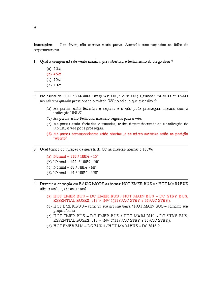 Prova ATR - Systems Review | PDF | Flap (Aeronáutica) | Trem de pouso
