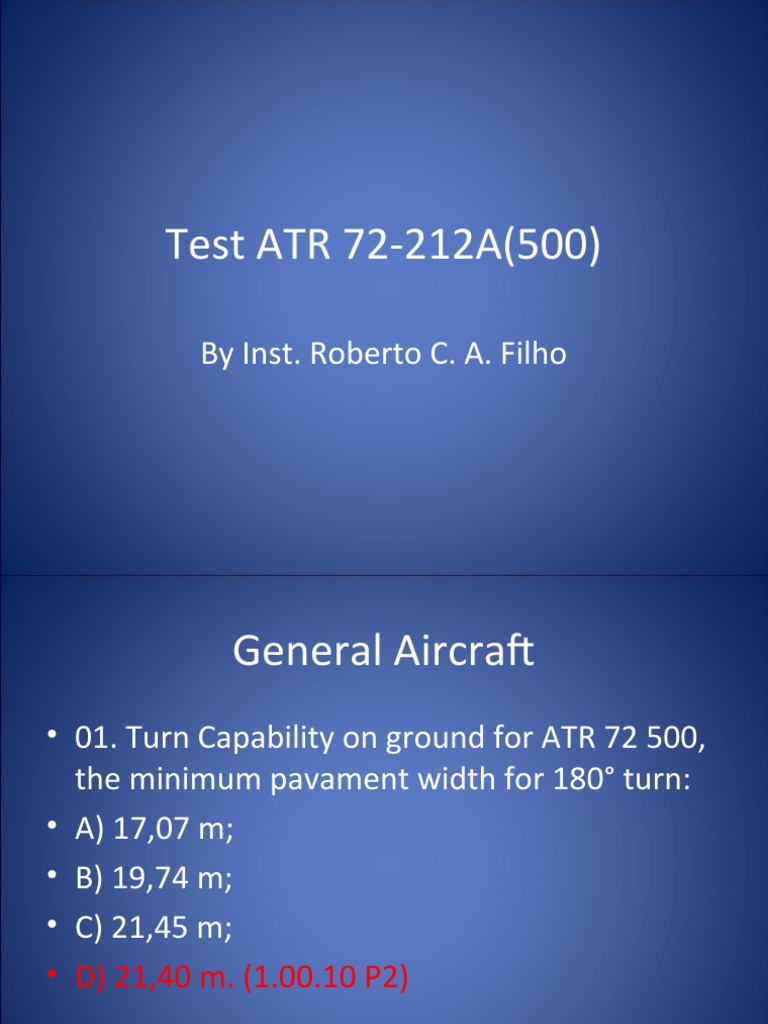 ATR 72-212A Test Questions | PDF | Power Inverter | Alternating Current