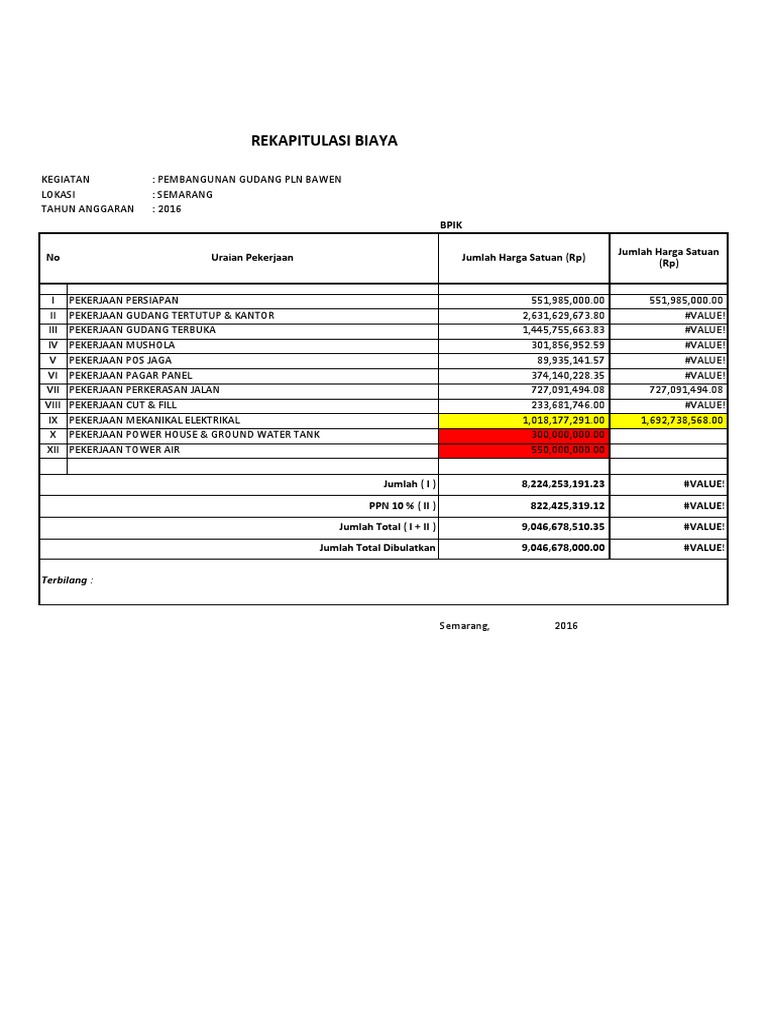 Rab Gudang PLN Bawen 2016 R1 | PDF