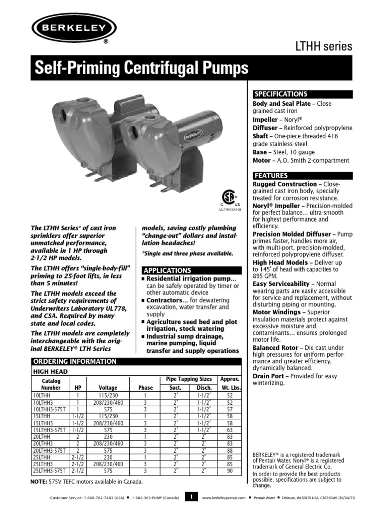 1 Berkeley+20LTHH3+Brochure | PDF | Pump | Plumbing