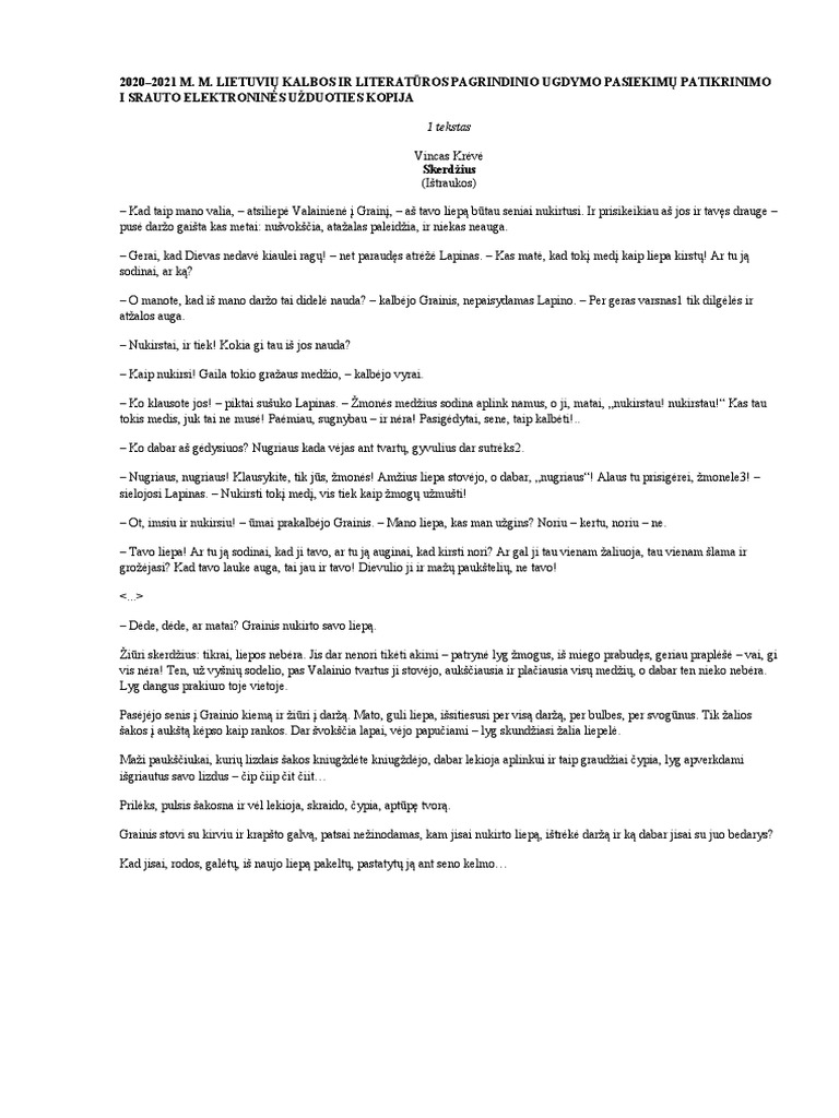 2020-2021 M. M. Lietuvių Kalbos Ir Literatūros Pagrindinio Ugdymo ...