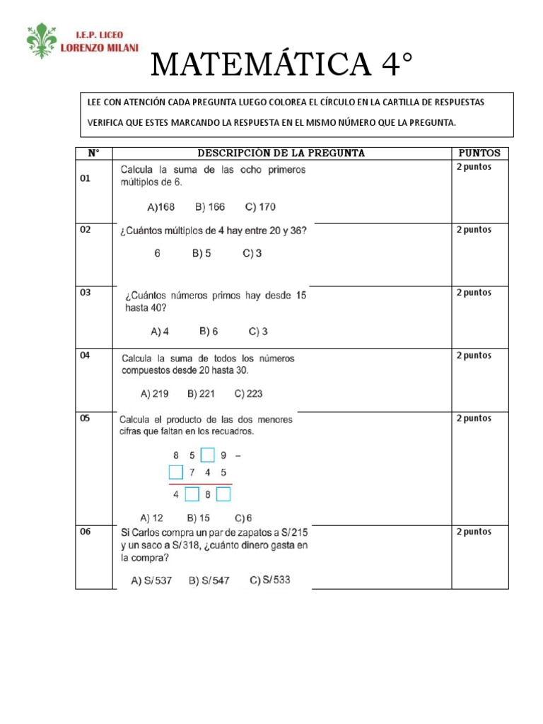 QUIZ Simulacro 4to | PDF