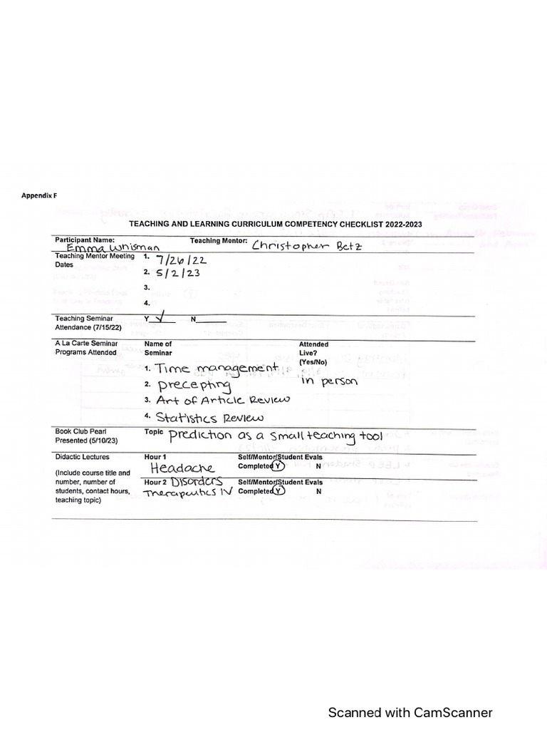 Competency Checklist | PDF