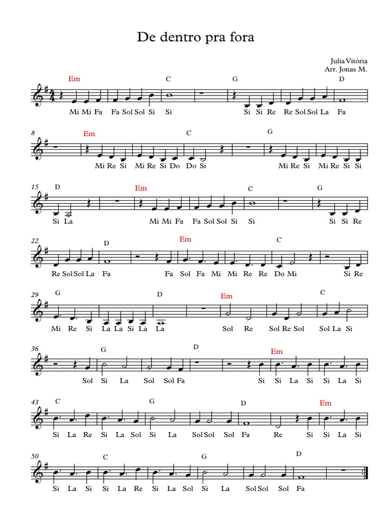 De Dentro Pra Fora - Partitura Completa-1 | PDF