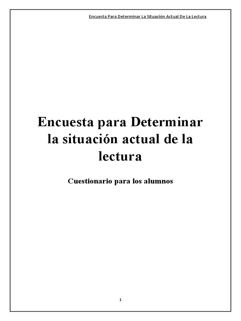 Encuesta sobre Hábitos de Lectura Estudiantil | PDF | Metodología de ...