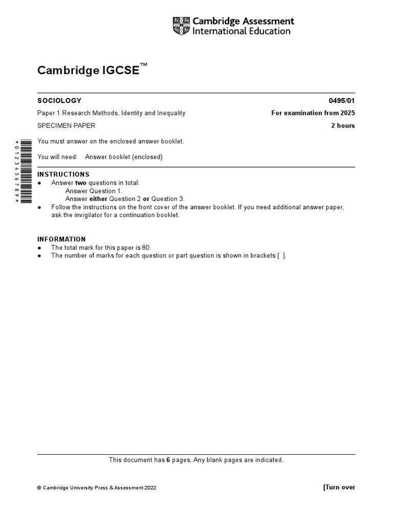 2025 Specimen Paper 1 | PDF