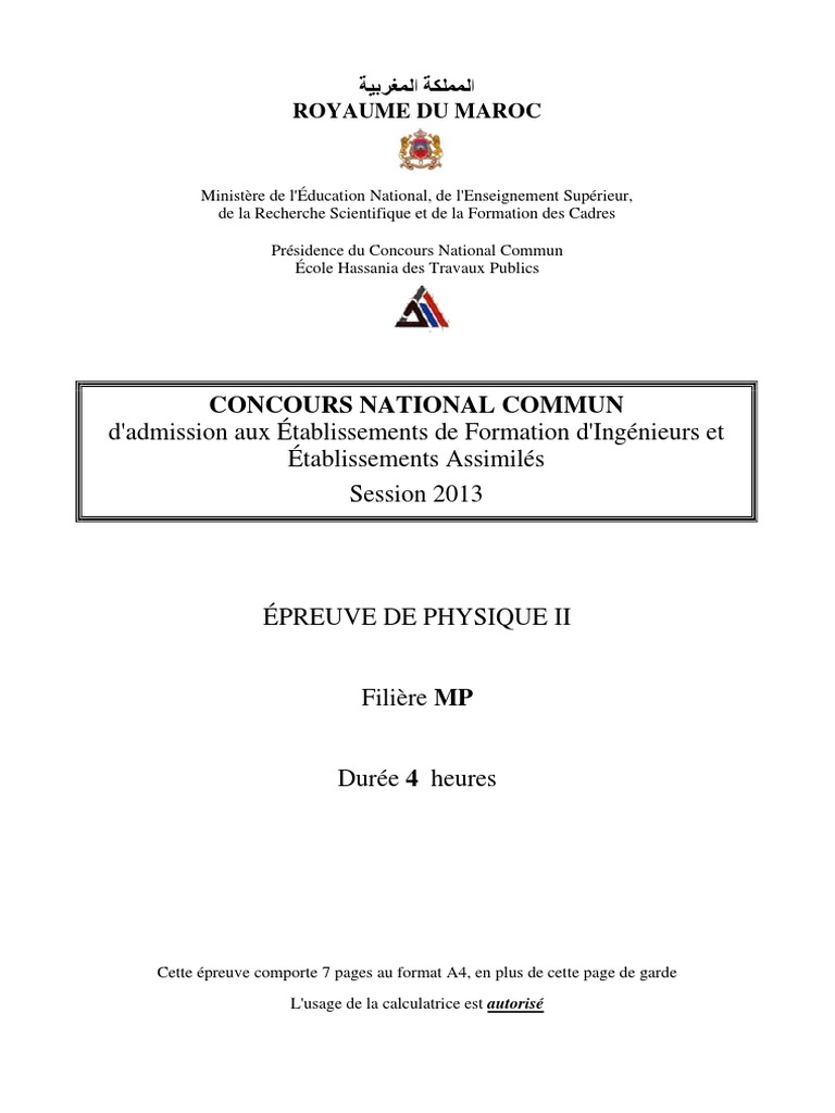CNC 2013 Physique-2 MP | PDF CNC 2013 Physique-2 MP | PDF