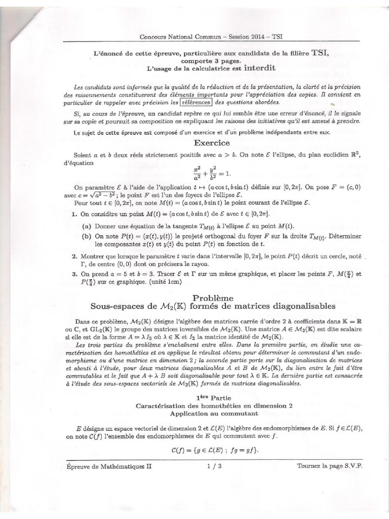 CNC 2014 Math-2 TSI | PDF | Computers