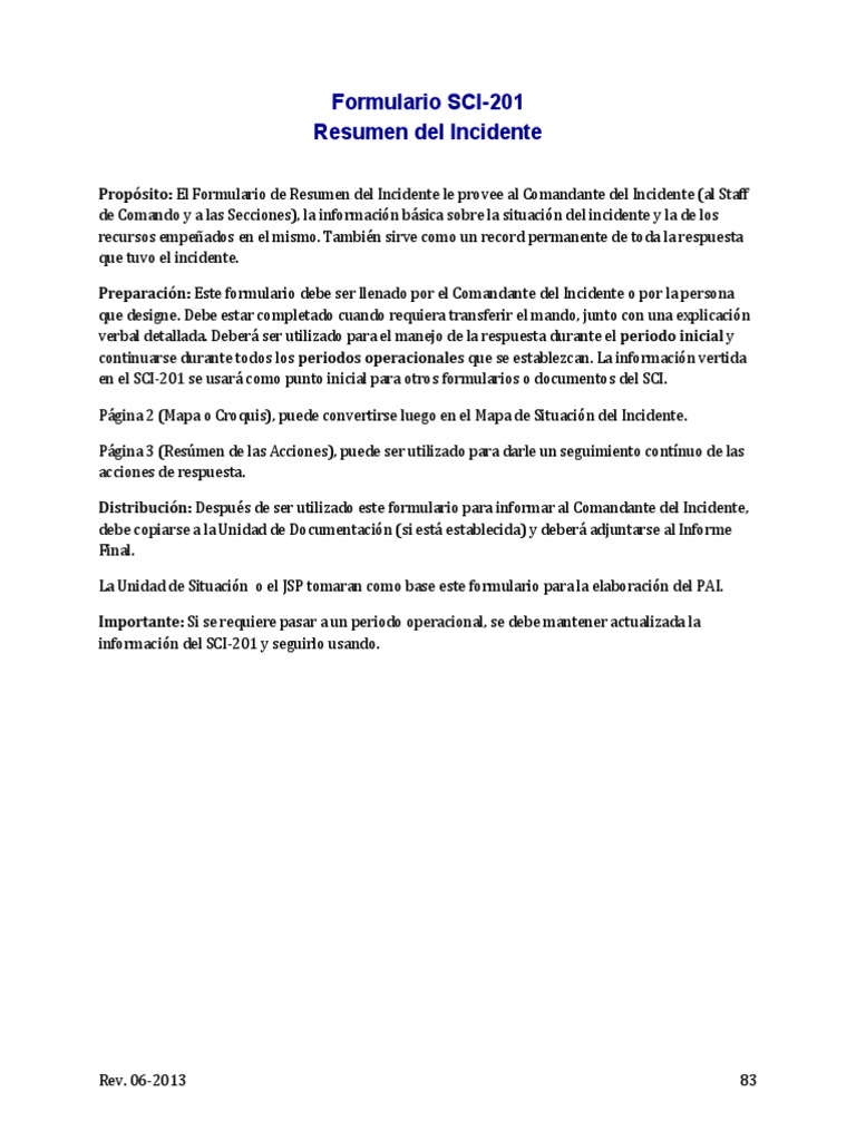 Formulario SCI - 201 | PDF