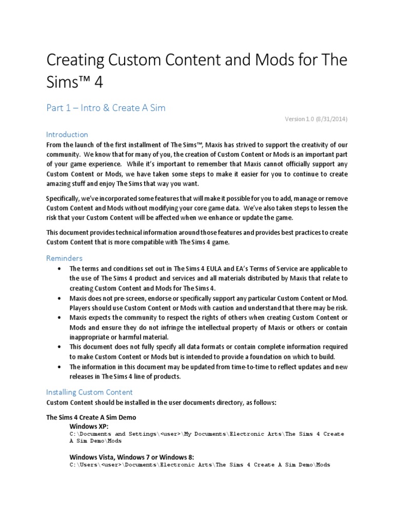 TS4 Custom Content Guide | PDF | Computer File | File Format