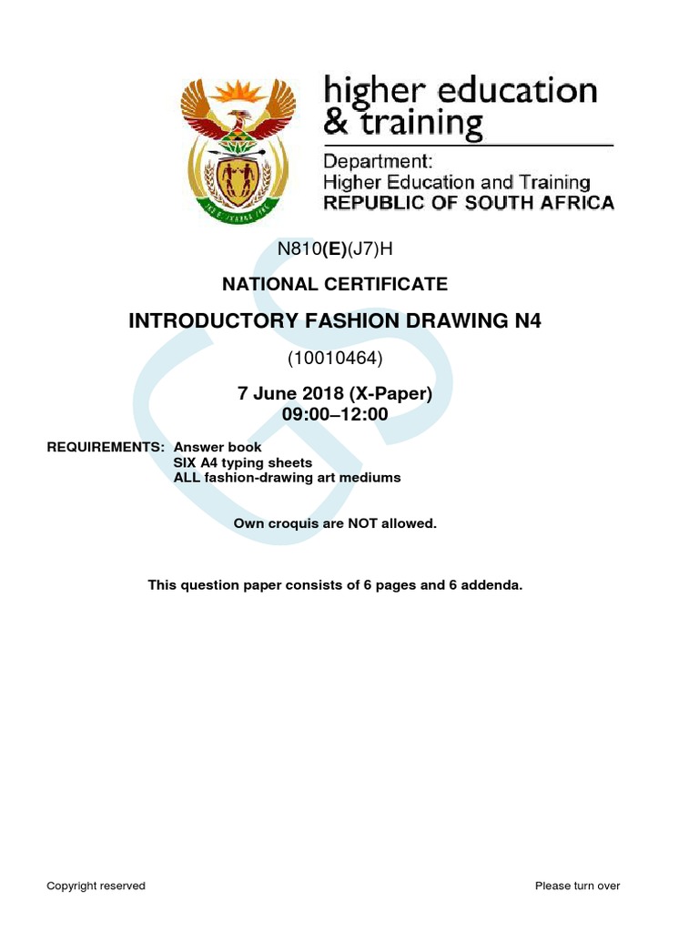 N4 Introductory Fashion Drawing June 2018 | PDF | Dress | Fashion