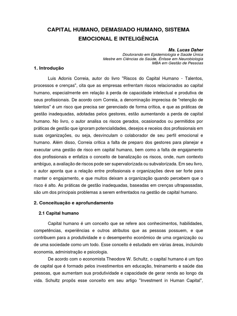 Capital Humano Resenha | PDF