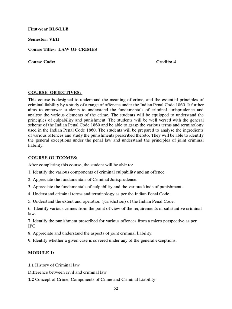 LLB Sem II Syllabus | PDF | Crimes | Crime & Violence LLB Sem II Syllabus | PDF | Crimes | Crime & Violence