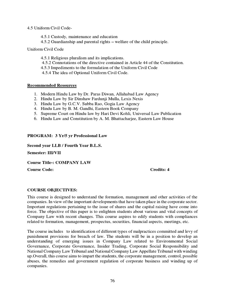 LLB Sem III Syllabus | Download Free PDF | Stocks | Securities (Finance)