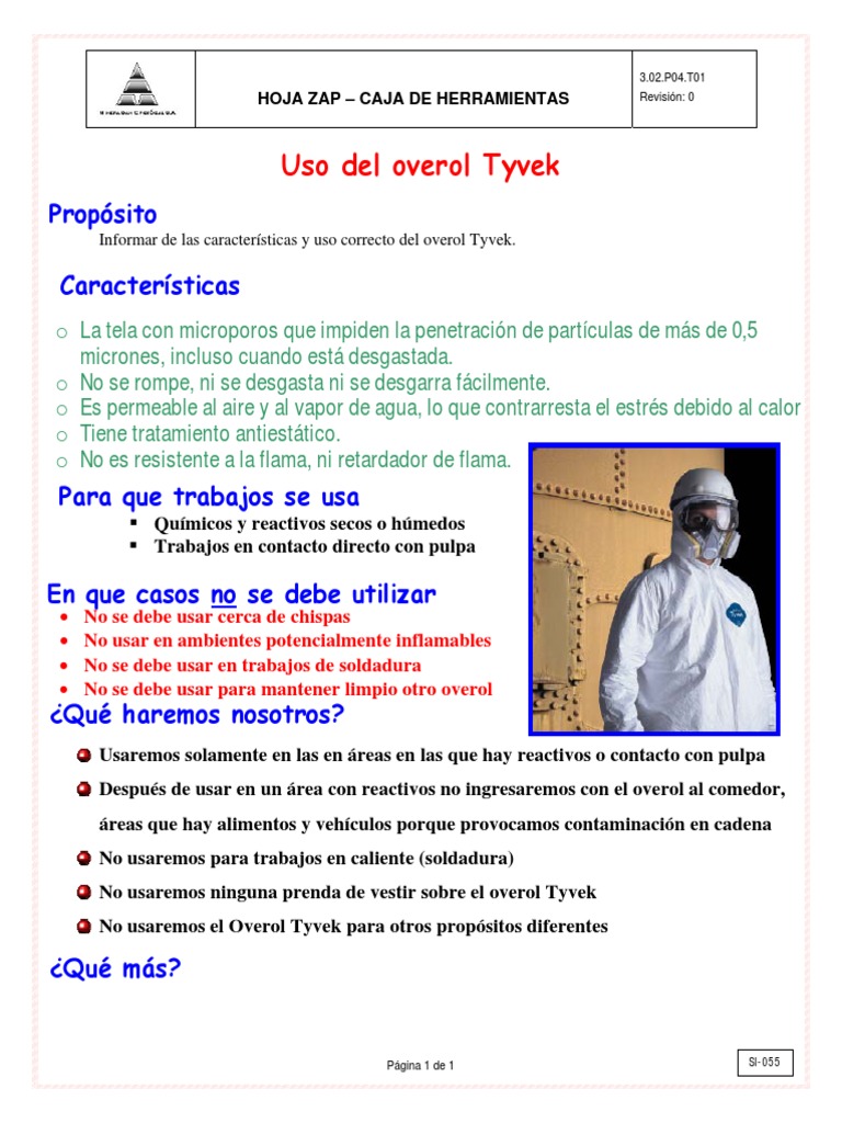 18-03-23.-SI-055 Uso de Overol Tyvek | PDF