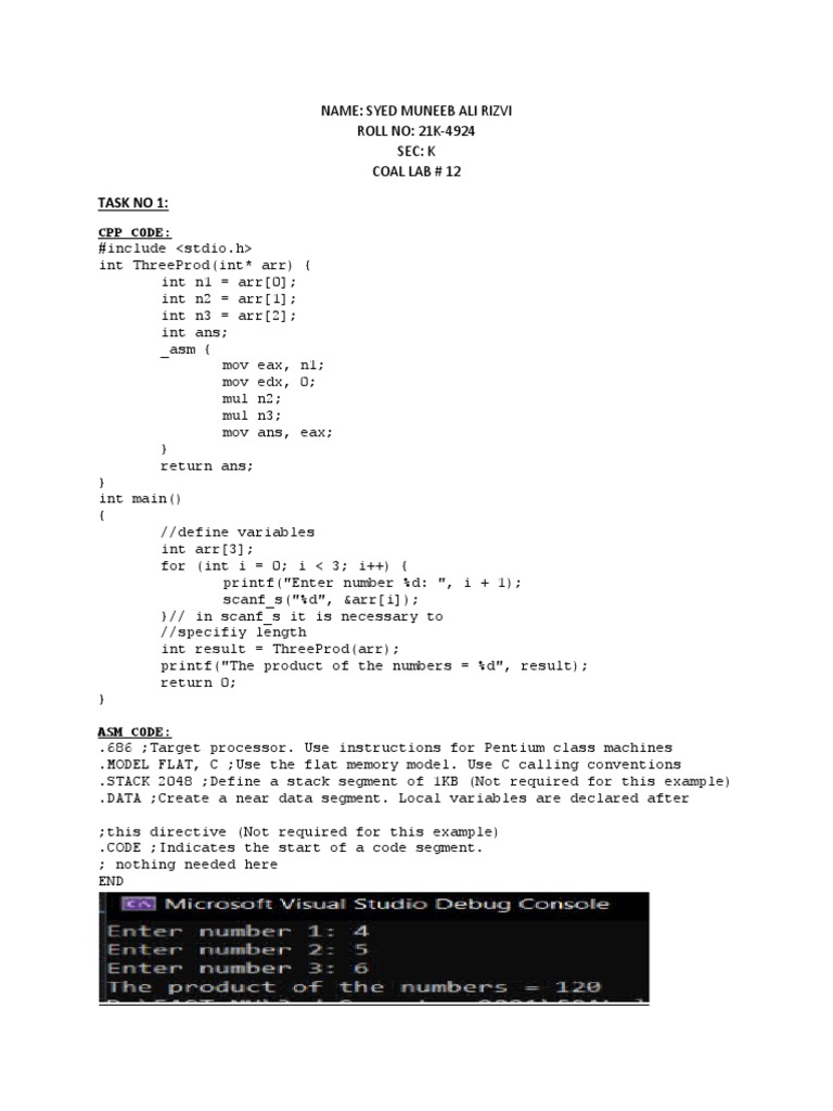 Coal Lab 12 | PDF | X86 Architecture | Software Engineering Coal Lab 12 | PDF | X86 Architecture | Software Engineering