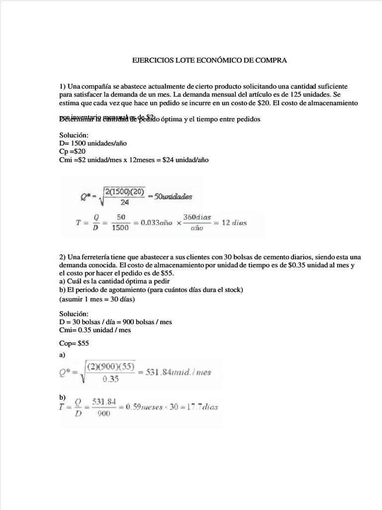 Ejercicios Resueltos Eoq | PDF