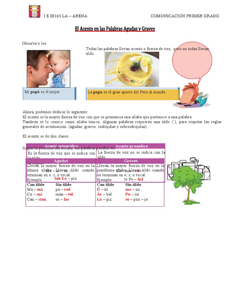 El Acento en Las Palabras Agudas y Graves para Tercer Grado de Primaria | PDF | Idiomas ...