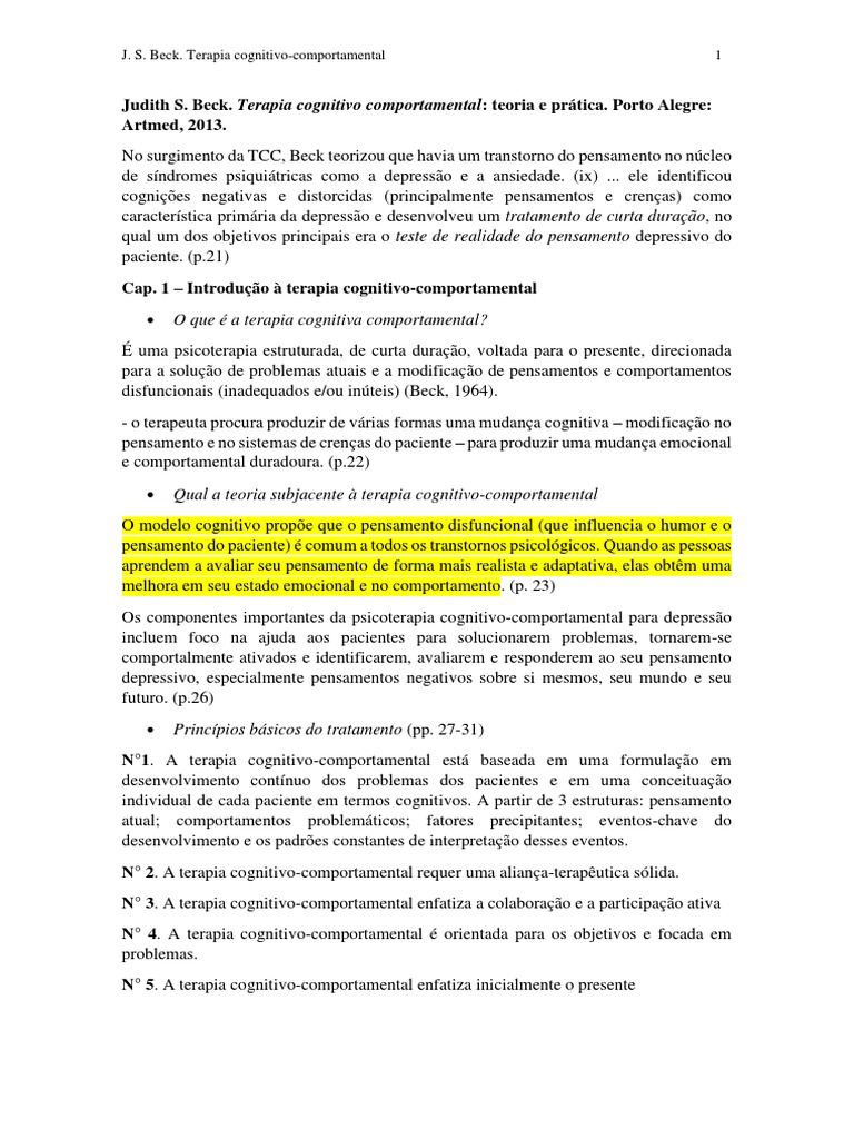 Judith S. Beck - Terapia Cognitivo-Comportamental - Teoria e Prática ...