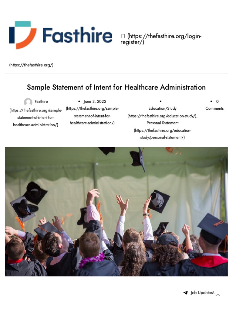 Sample Statement of Intent For Healthcare Administration | PDF