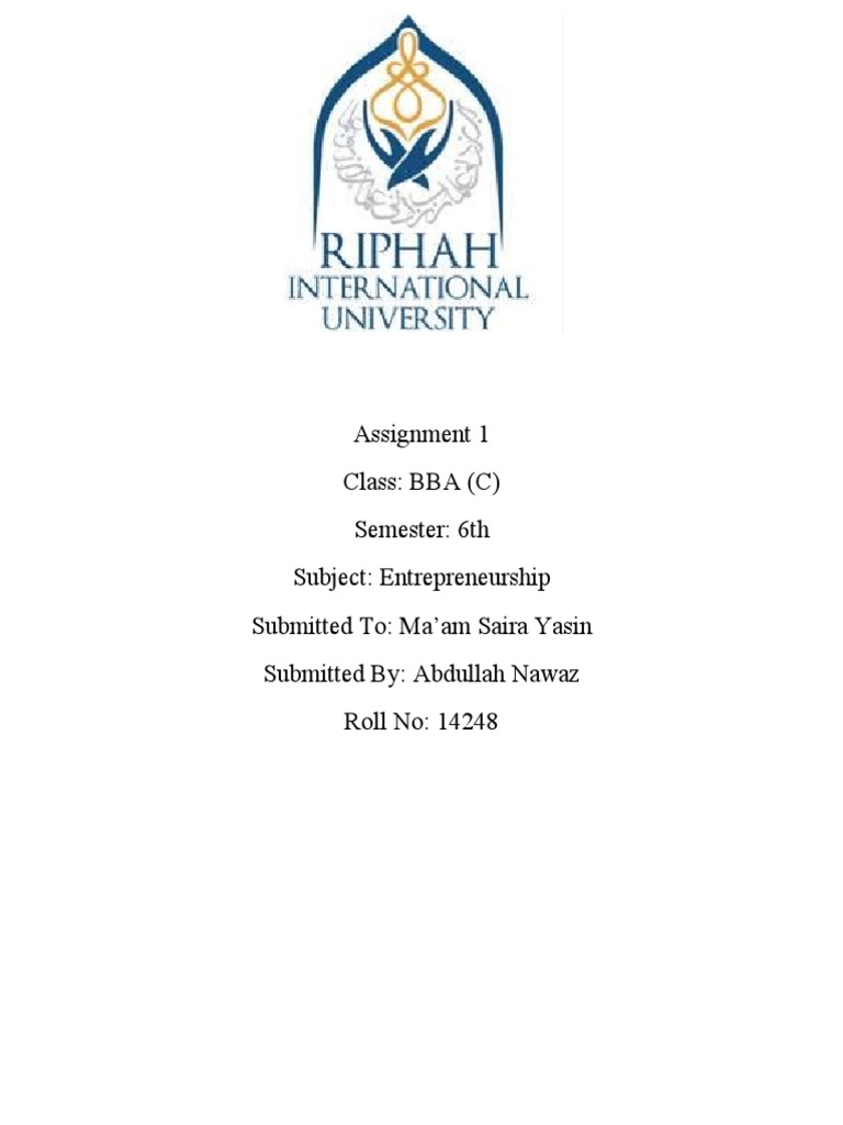 Entrepreneurship Assignment 1 | PDF | Job Hunting | Entrepreneurship Entrepreneurship Assignment 1 | PDF | Job Hunting | Entrepreneurship