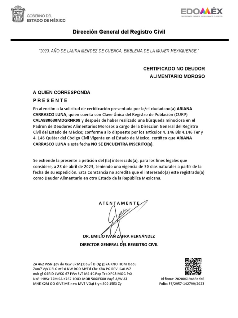 Certificado No Deudor | PDF
