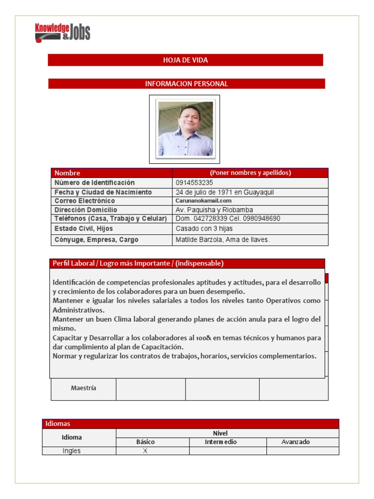 1-Ficha Profesional - Formato CR | PDF