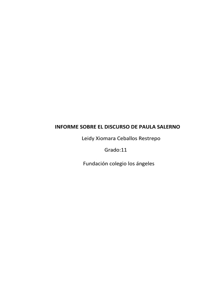 Informe Sobre El Discurso de Paula Salerno Leidy Xiomara Ceballos Restrepo | PDF