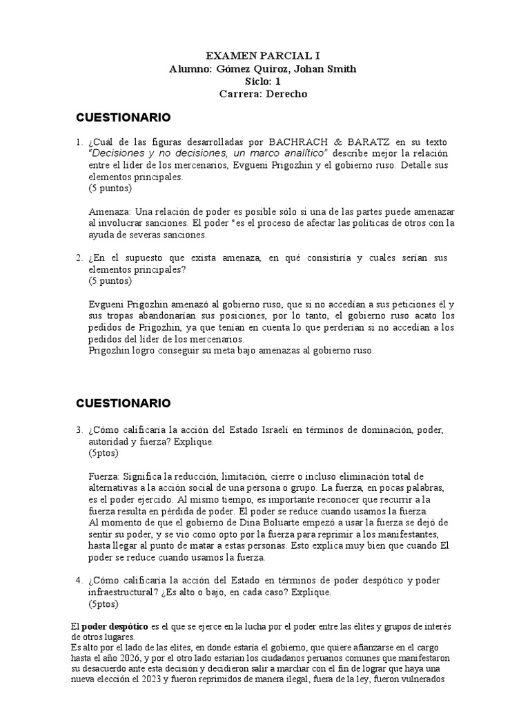 1er Examen Parcial CCPP | PDF | Política | Derecho