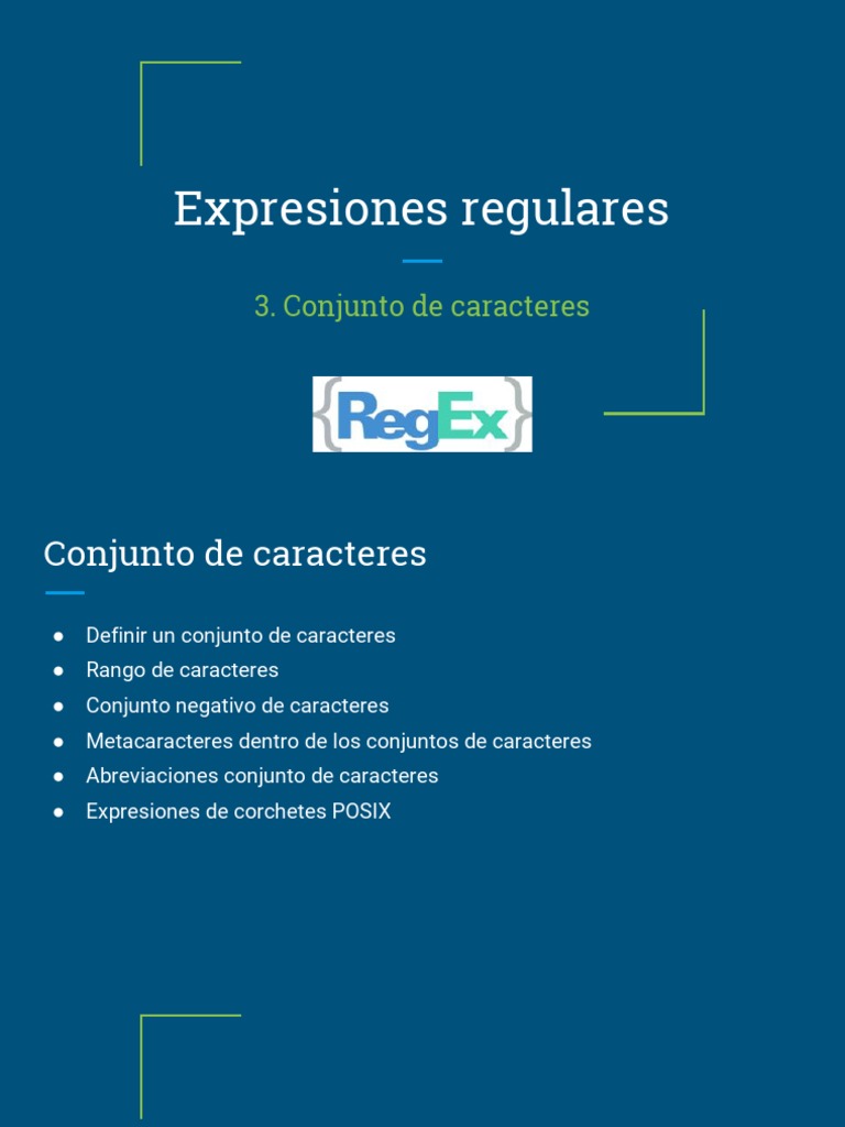 03 Expresiones Regulares Conjunto de Caracteres | PDF | Expresión ...
