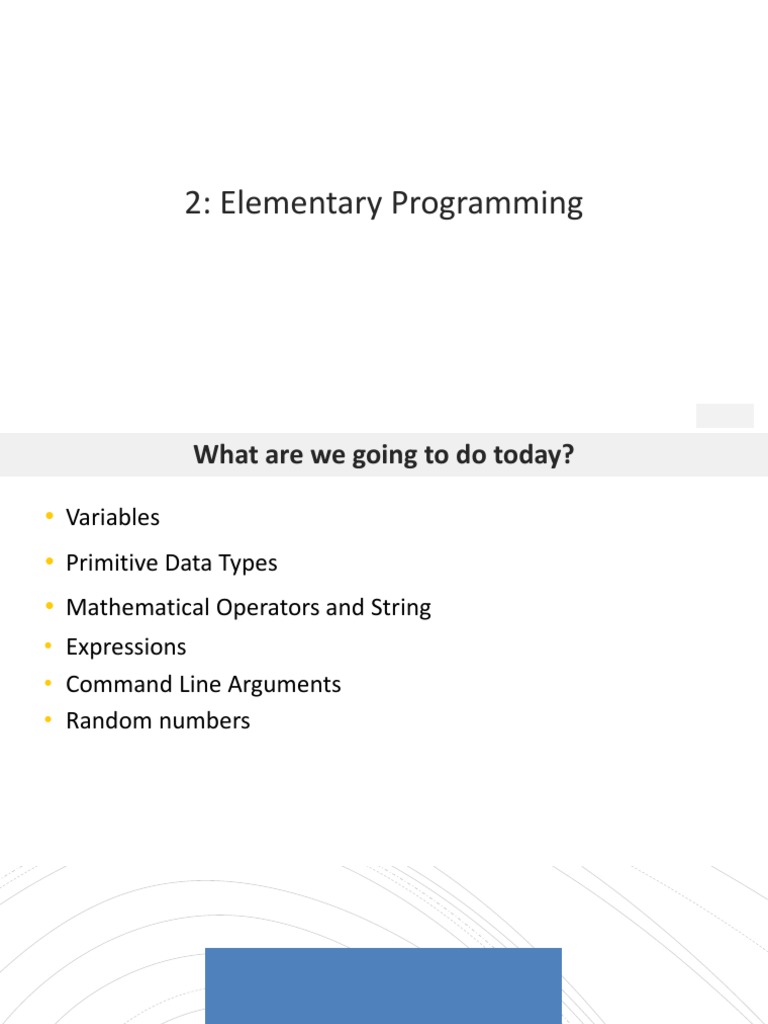 2 - Elementary Programming | PDF | Data Type | Integer (Computer Science) 2 - Elementary Programming | PDF | Data Type | Integer (Computer Science)