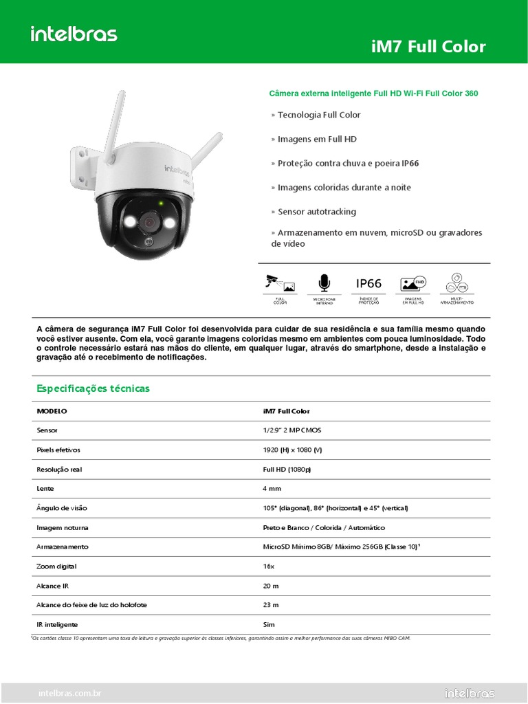 Datasheet (Ficha Técnica) (Im7 Full Color) | PDF | Câmera | Informática