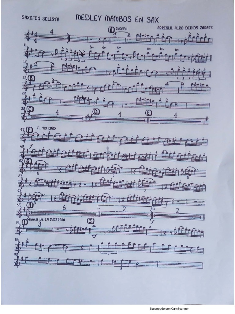 Medley Mambos en Sax | PDF