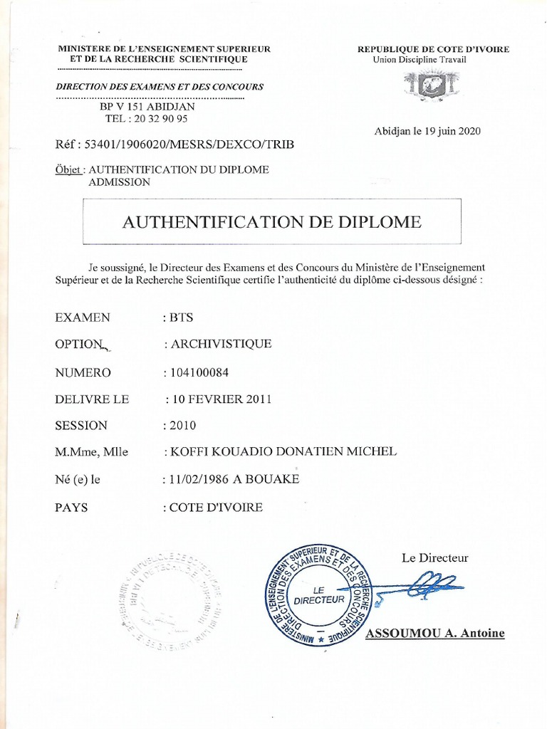Authentification de Diplome | PDF