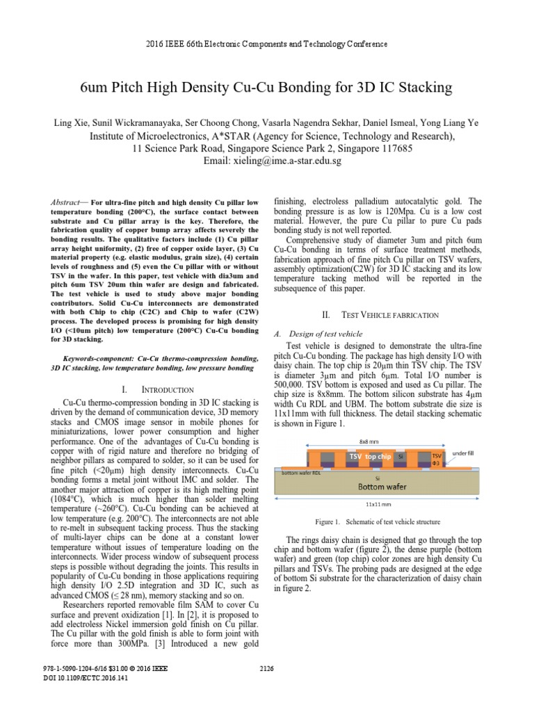 2016-6um Pitch High Density Cu-Cu Bonding For 3d Ic Stacking | PDF ...