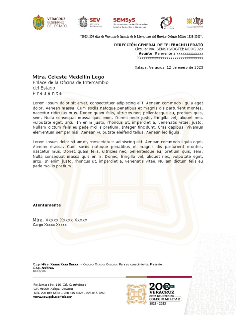 DGTEBAEV-Formato Circular Oficio 200 Años | PDF