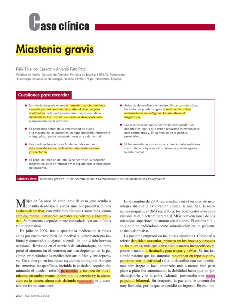 Miastenia Gravis | PDF | Medicina CLINICA | Medicina Miastenia Gravis | PDF | Medicina CLINICA | Medicina