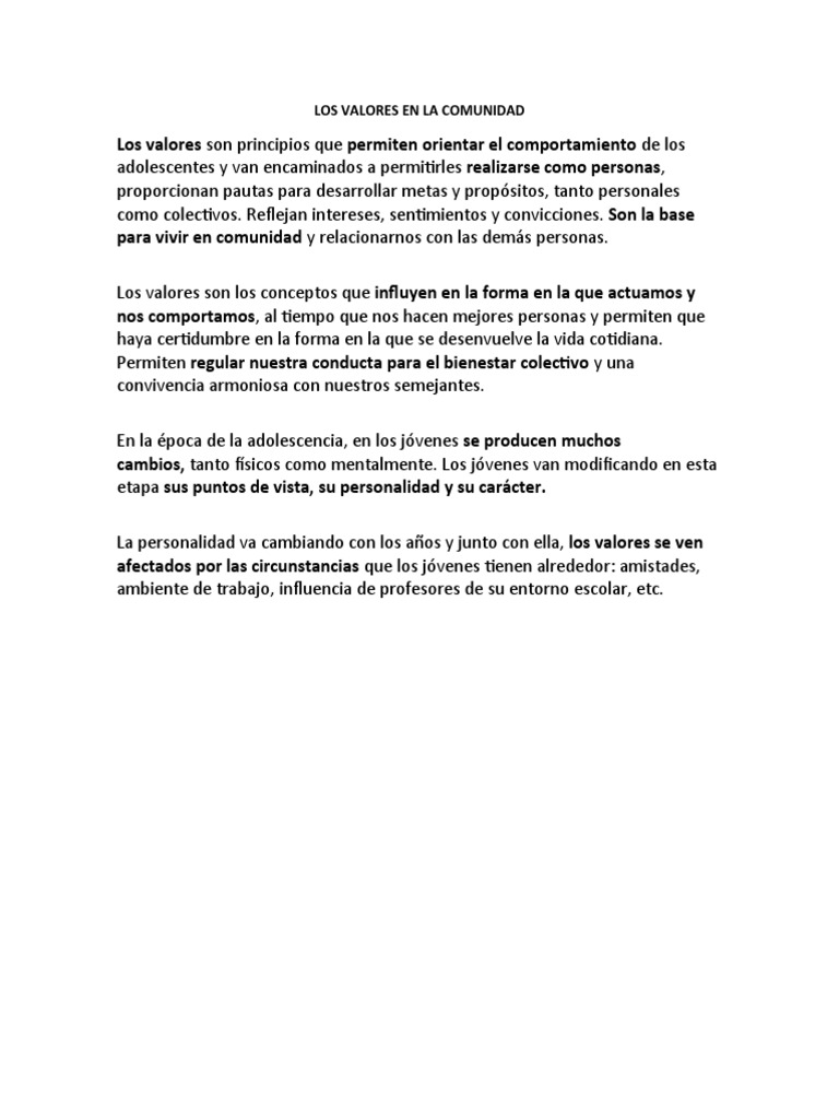 Valores en la Comunidad Escolar | PDF | Salud y bienestar